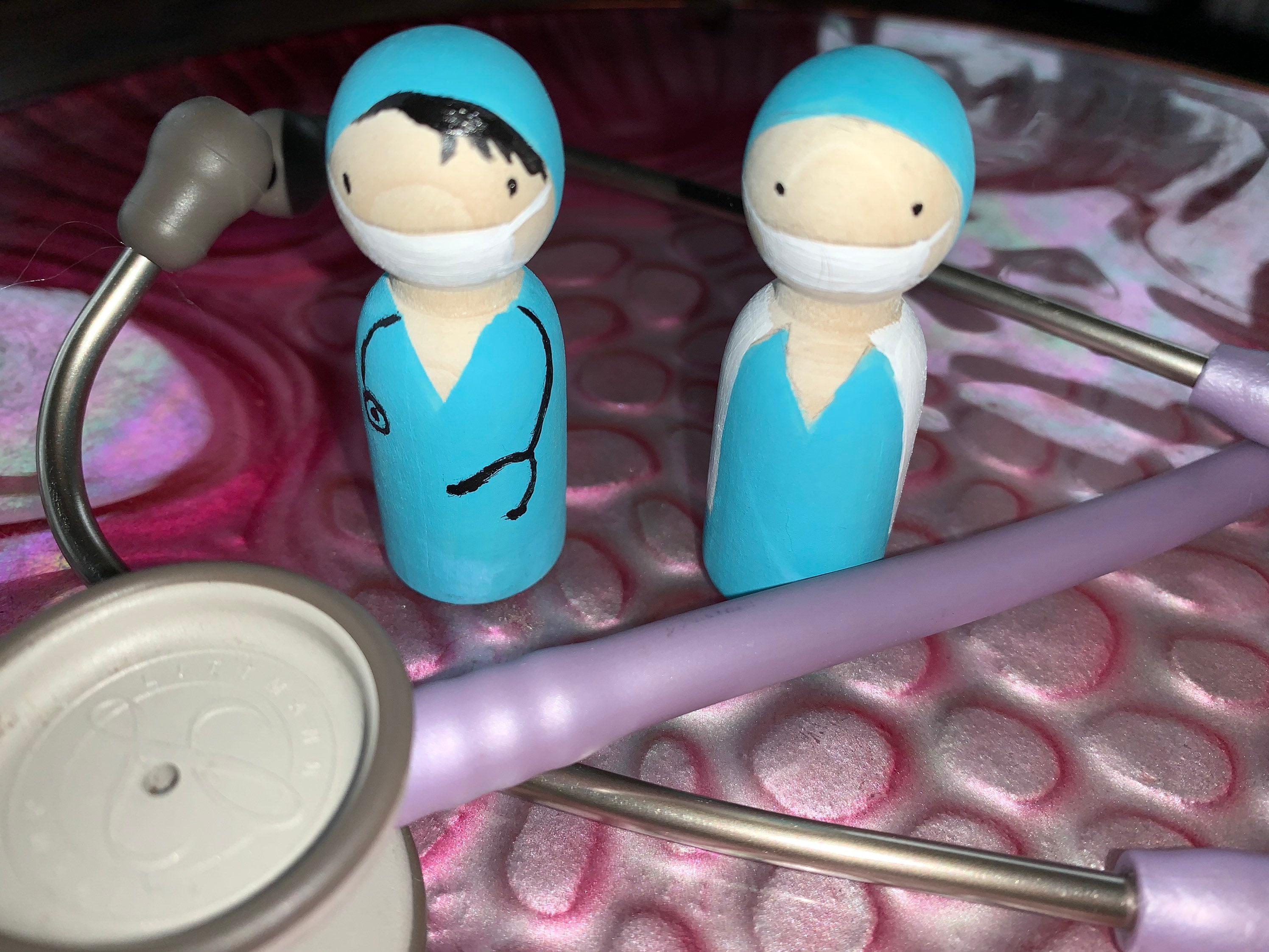 Wood Pegs-medical Staff-peg Doll Set-montessori-easter-homeschool-wood ...