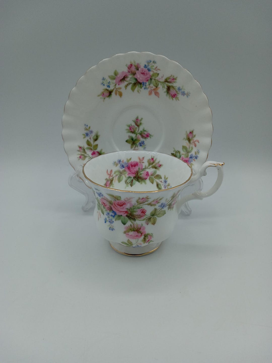 Royal Albert Moss Rose Tea Cup and Saucer, Made in England - Etsy