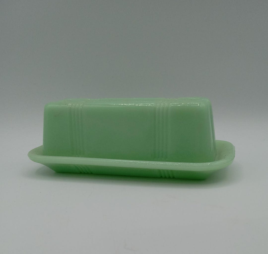 Reproduction Jadeite Butter Dish, Lid and Base, Jadeite Green Two Piece ...