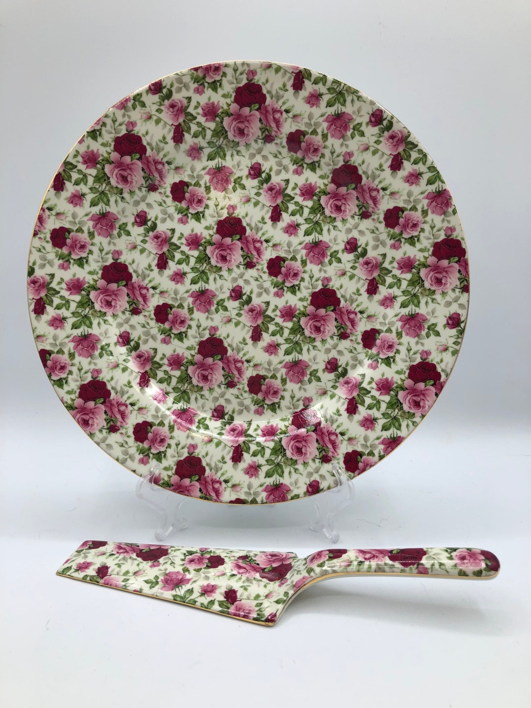 Formalities Gorgeous Chintz Cake Plate With Ceramic Server, by Baum ...