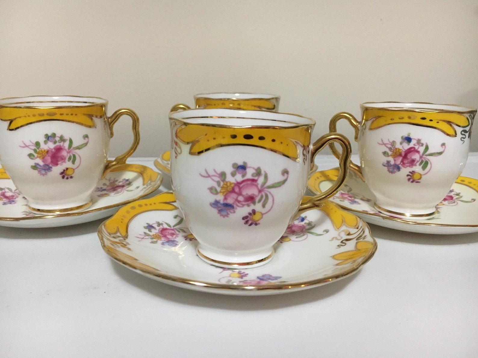 Birks Ellis Ryrie Set of Four Demitasse Cups & Saucers Bone | Etsy