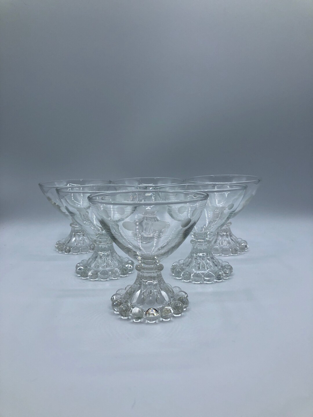 Boopie Bubble Glasses, Set of Six Anchor Hocking Etched Boopie Sherbert ...