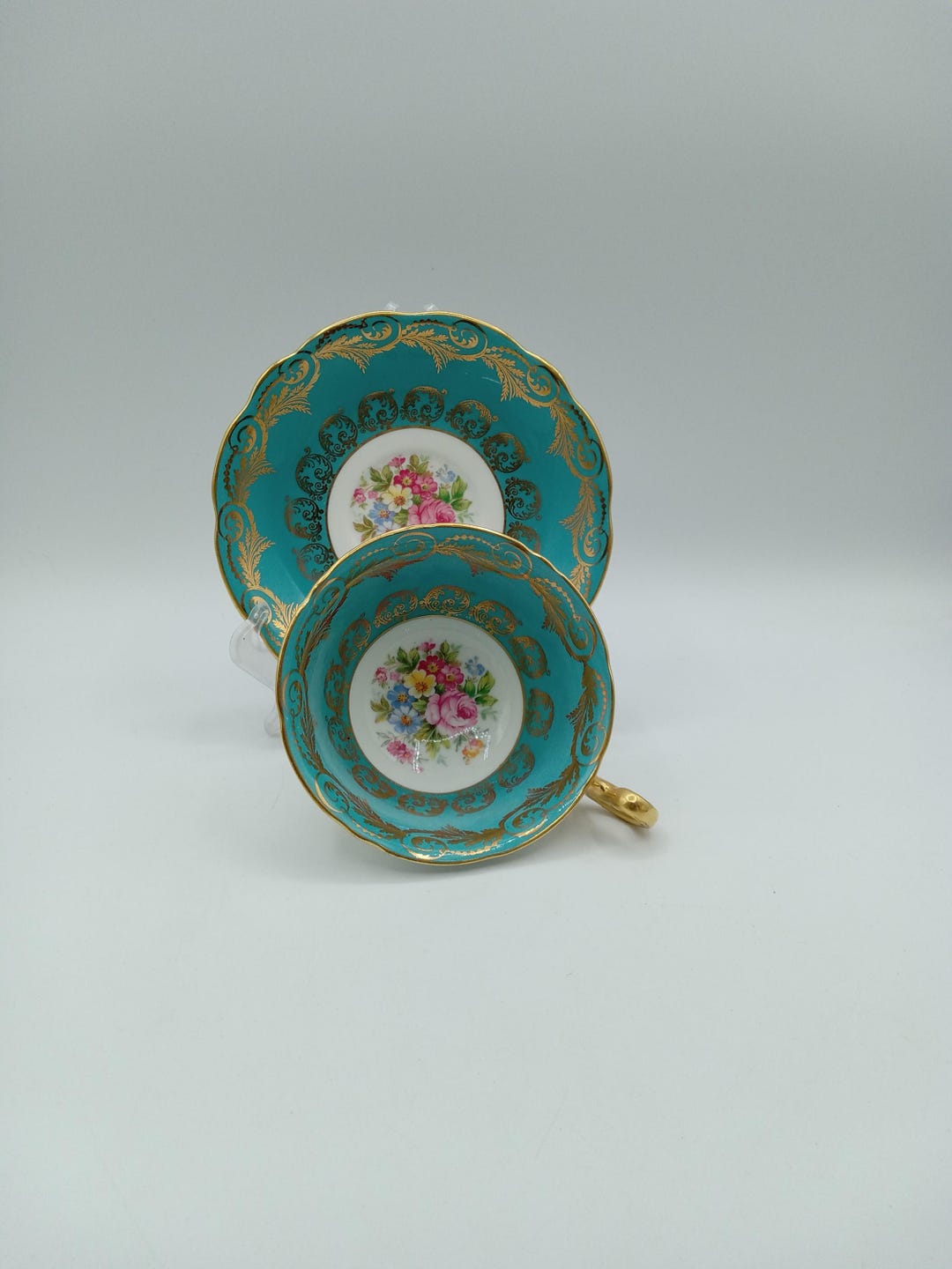 Gorgeous RARE Turquoise EB Foley China Tea Cup & Saucer, Fabulous Hard ...