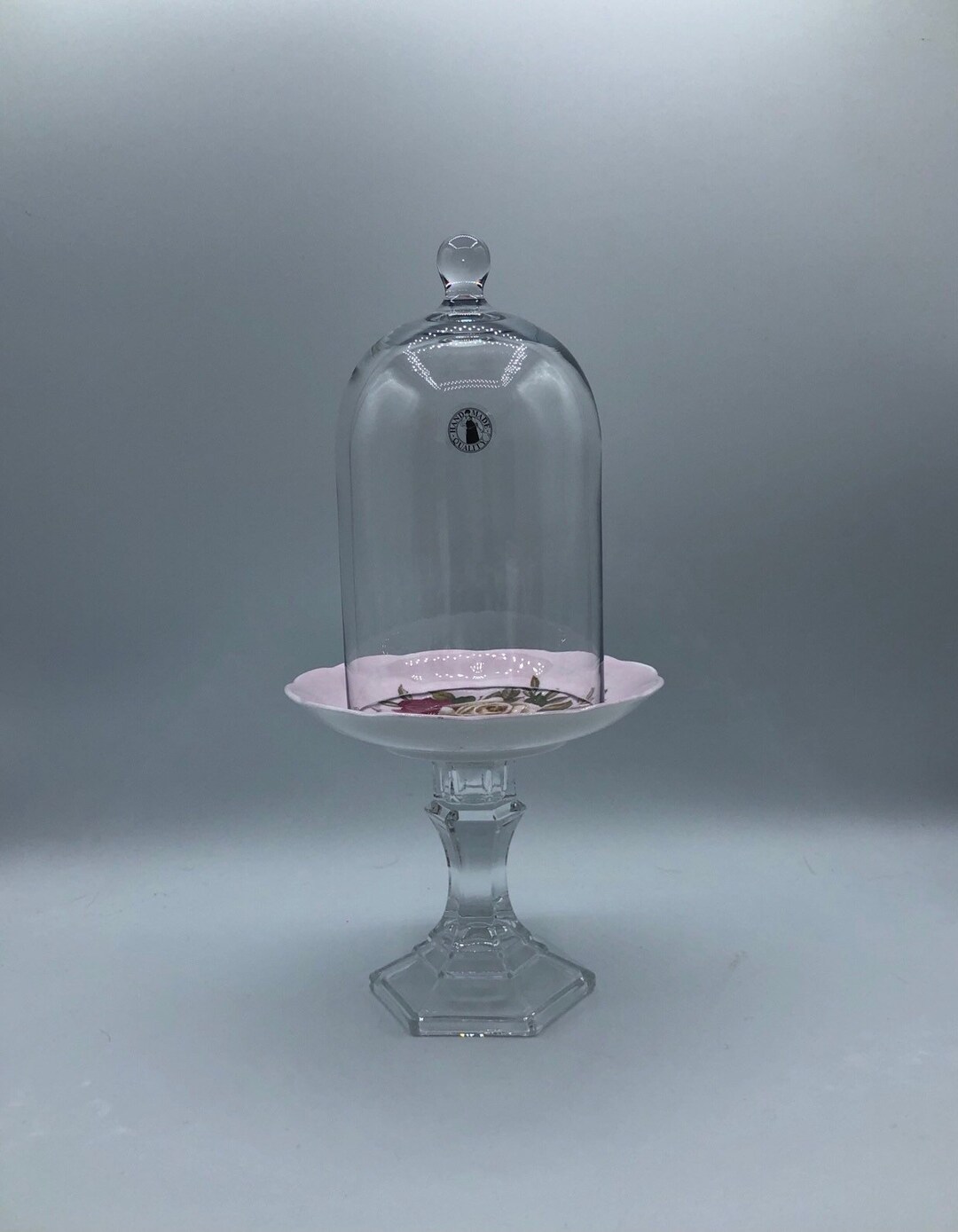 Upcycled Vintage Queen Anne Pink Cupcake Stand With Cloche, Trinket ...