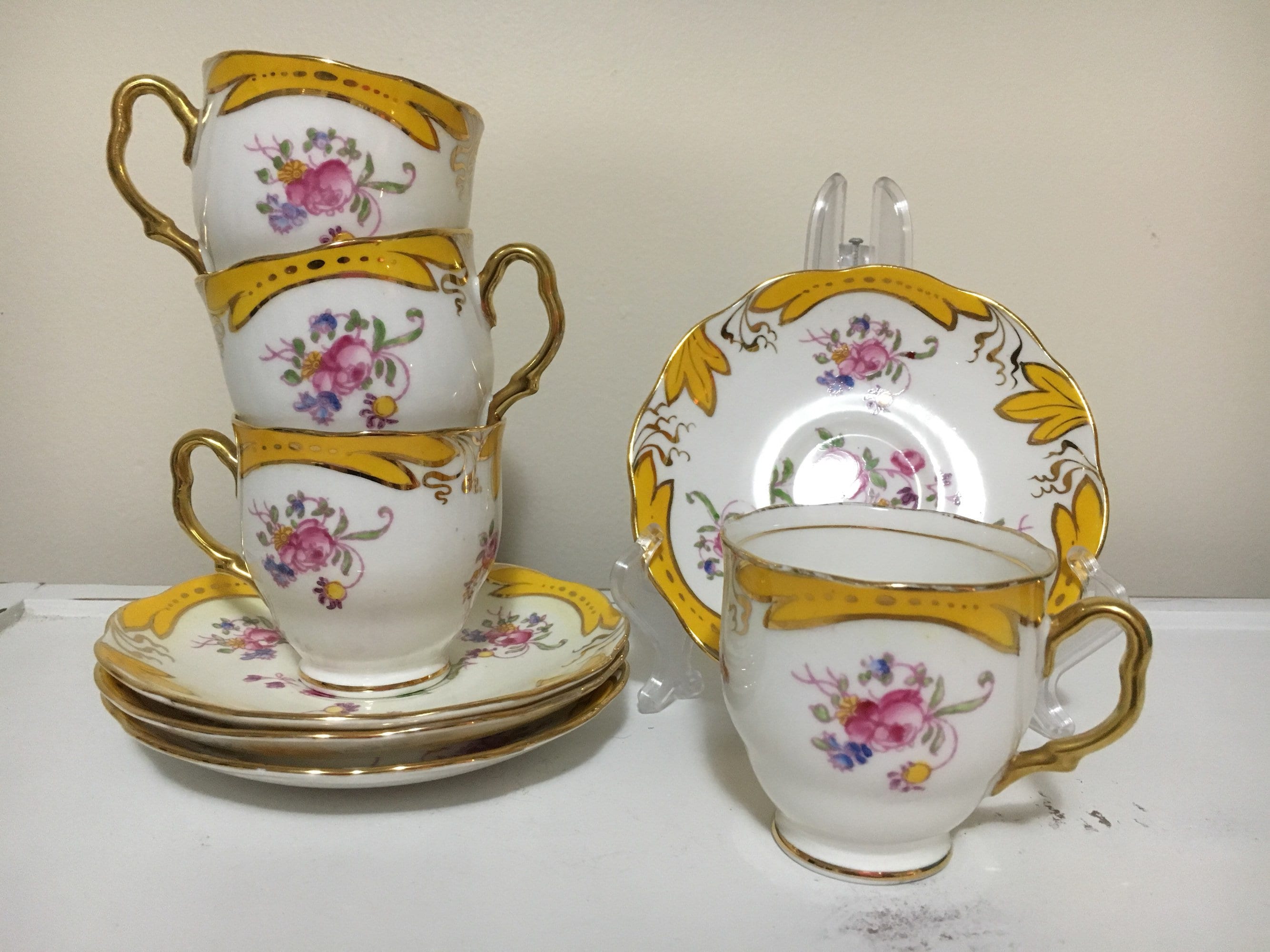 Birks Ellis Ryrie Set of Four Demitasse Cups & Saucers Bone | Etsy