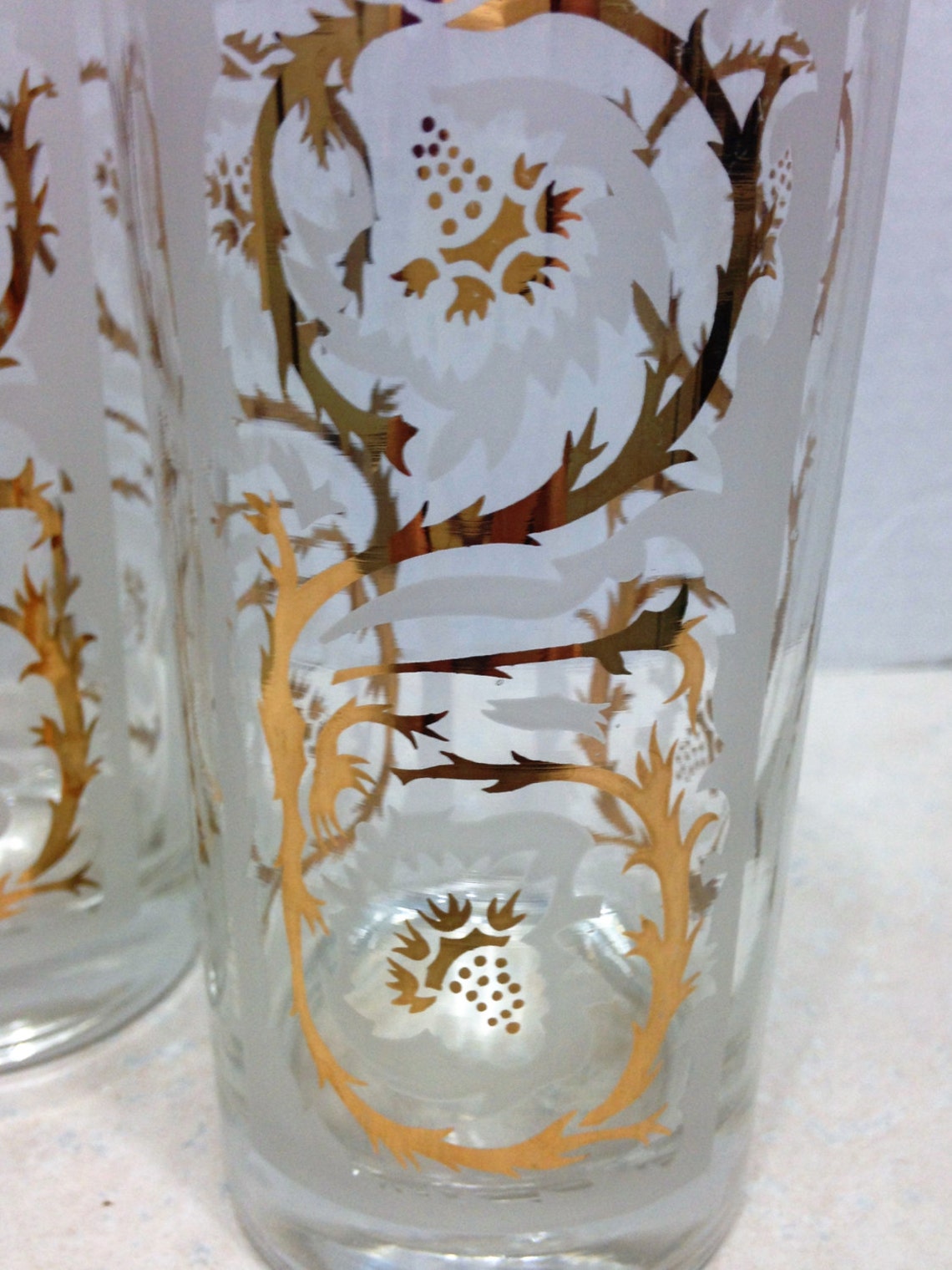 Ornate Gold Glasses by Dominion Glass Company Set of Four | Etsy