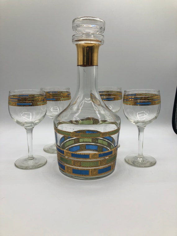 RARE empress by Culver Decanter Set With Four Wine Glasses | Etsy