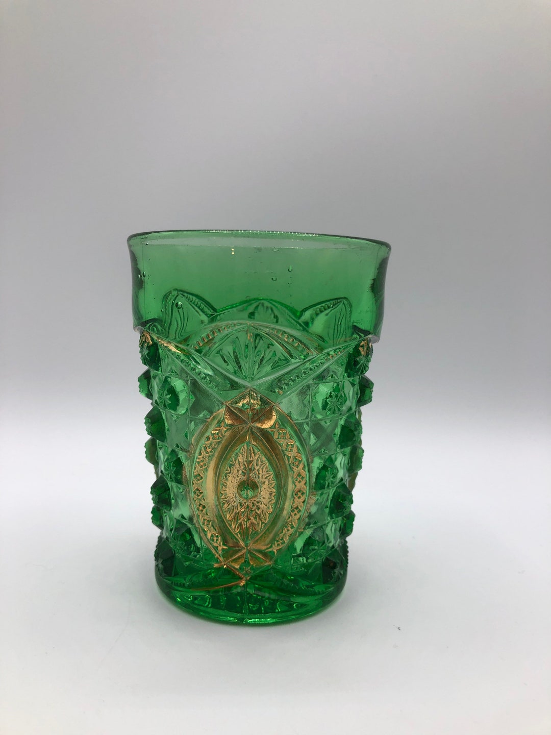 Antique Emerald Green EAPG Memphis Drinking Glass, Made in USA - Etsy