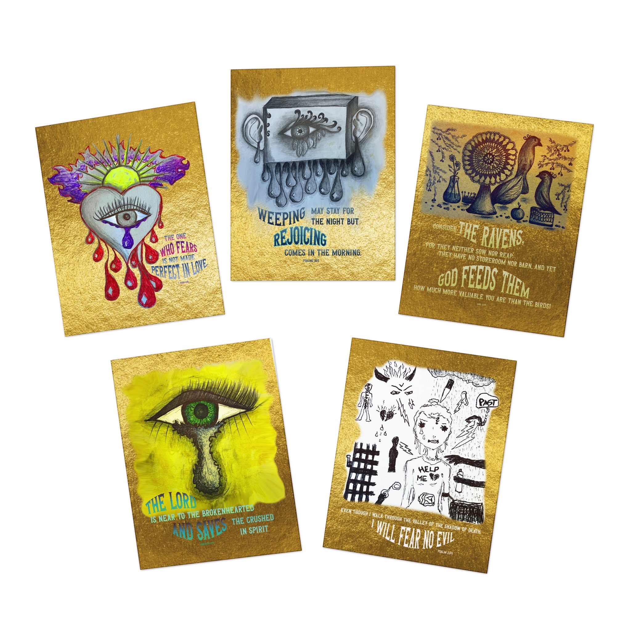 Bible Verse Inspiring & Motivational Multi-design Greeting Cards 5-pack ...