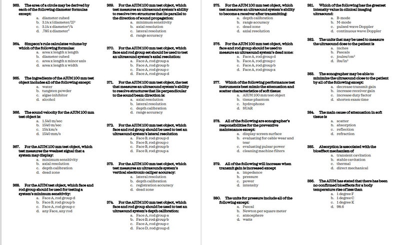 SPI Practice Test - Ultrasound Physics - 500 Questions - Study ...