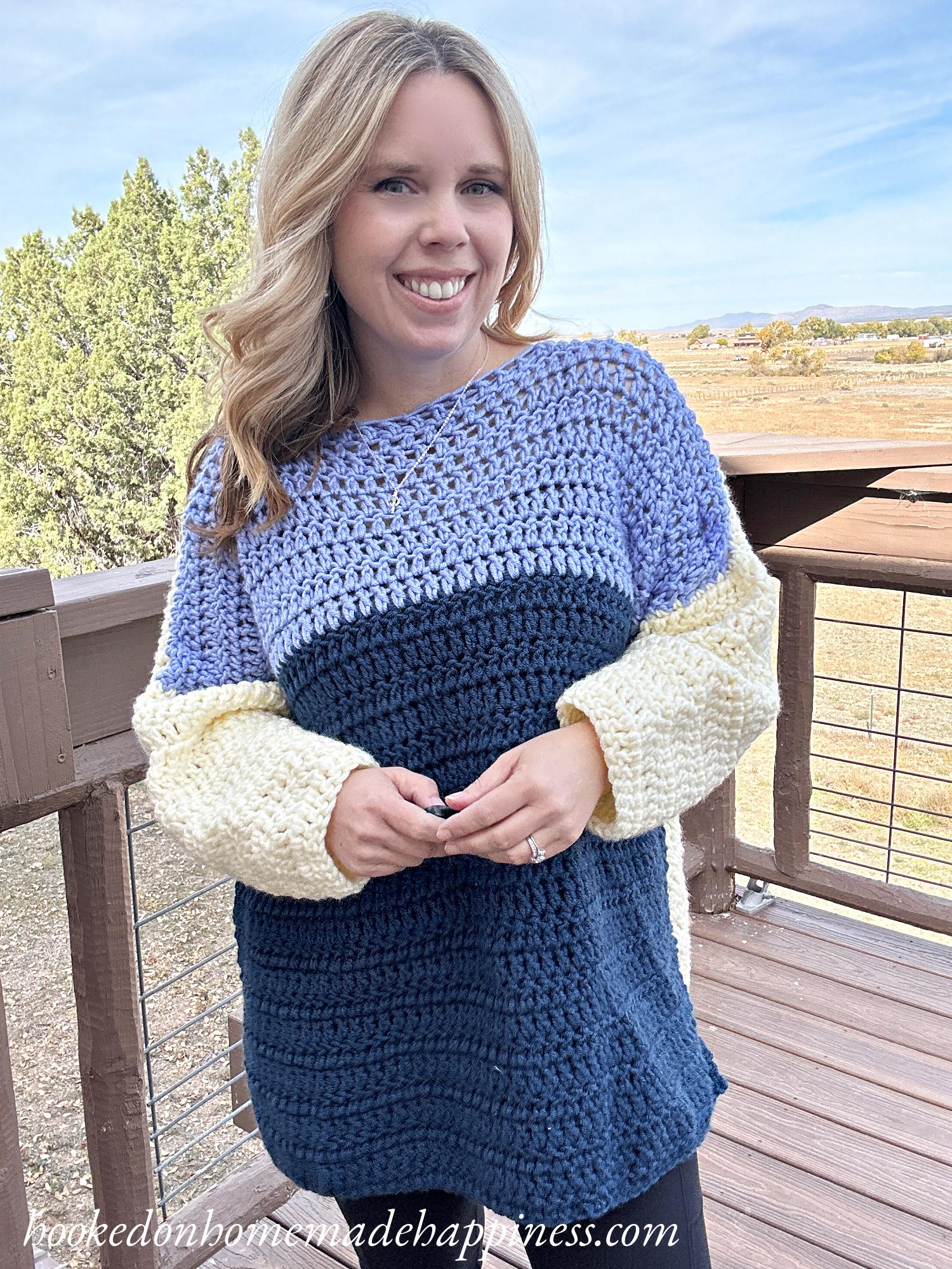Oversized Color Block Crochet Sweater Pattern - Etsy
