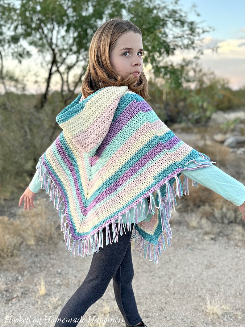 Kid's Hooded Poncho Crochet Pattern - Etsy