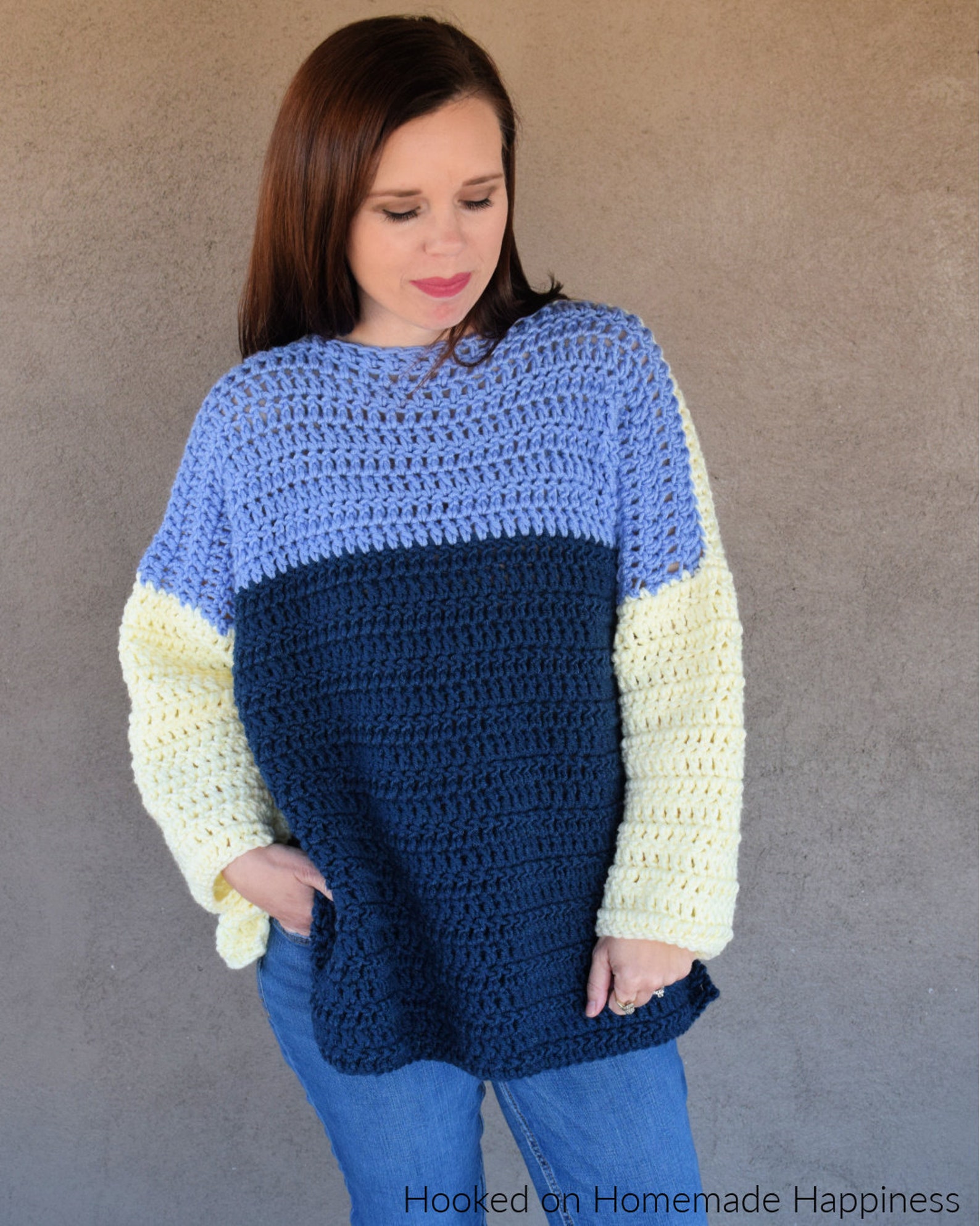 Oversized Color Block Crochet Sweater Pattern - Etsy