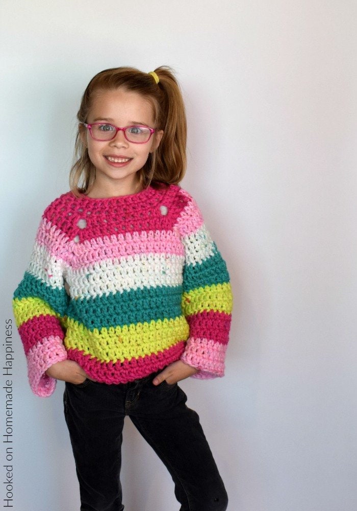 Kid's Chunky Raglan Sweater Crochet Pattern - Etsy