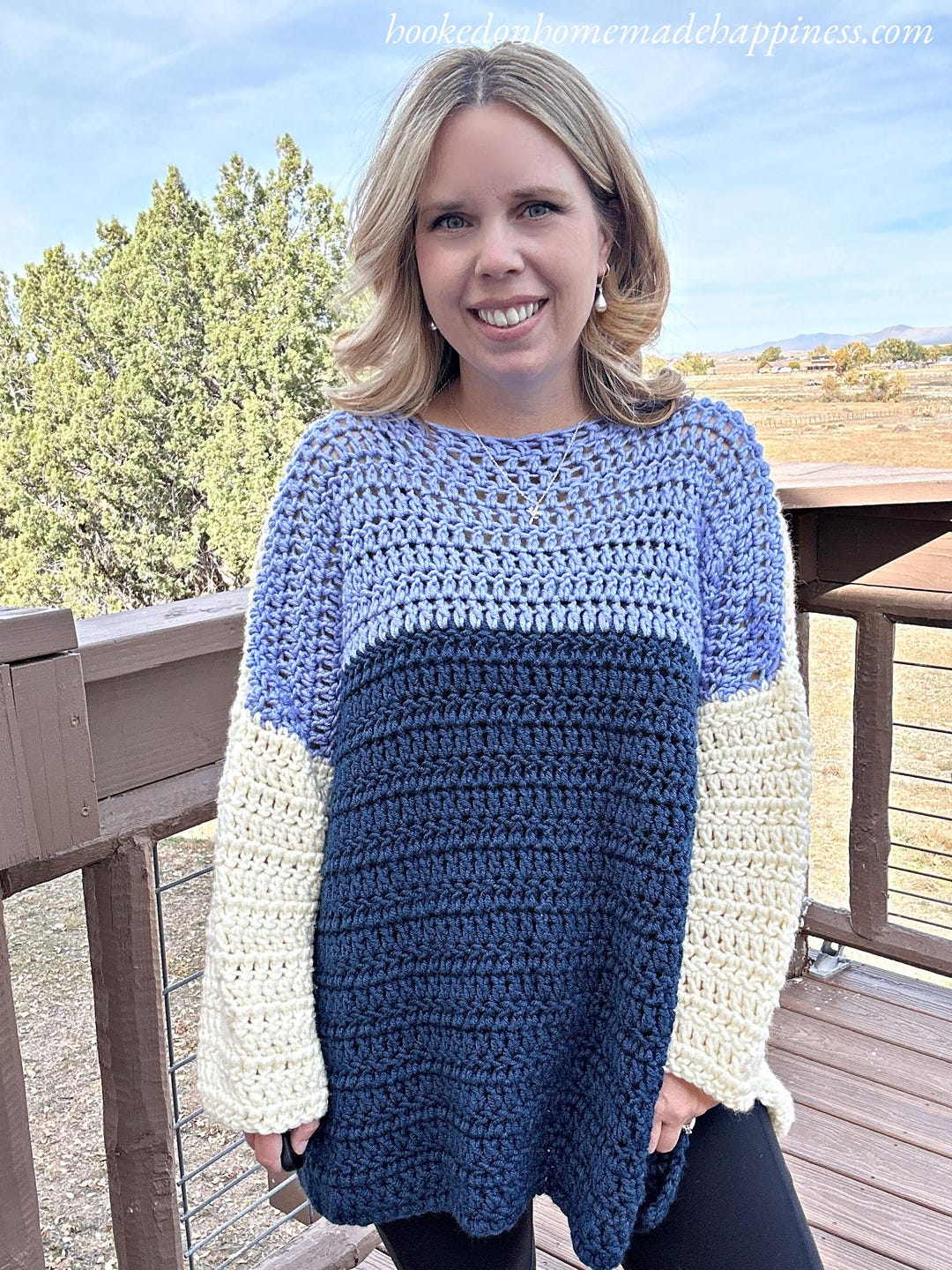 Oversized Color Block Crochet Sweater Pattern - Etsy