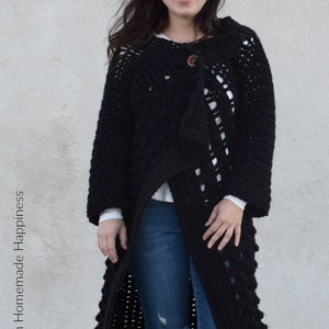 Everyday Black Crochet Cardigan Pattern - Etsy