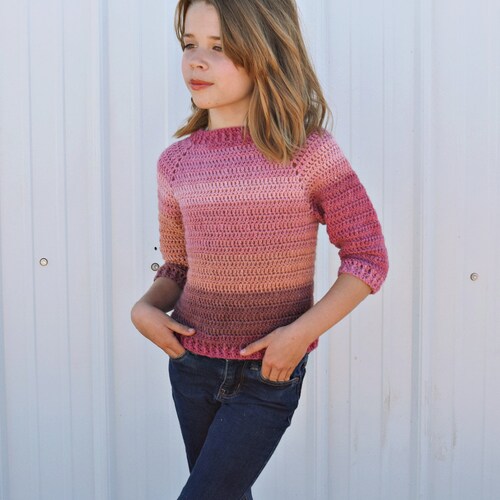 Kid's Everyday Raglan Sweater Crochet Pattern | Etsy
