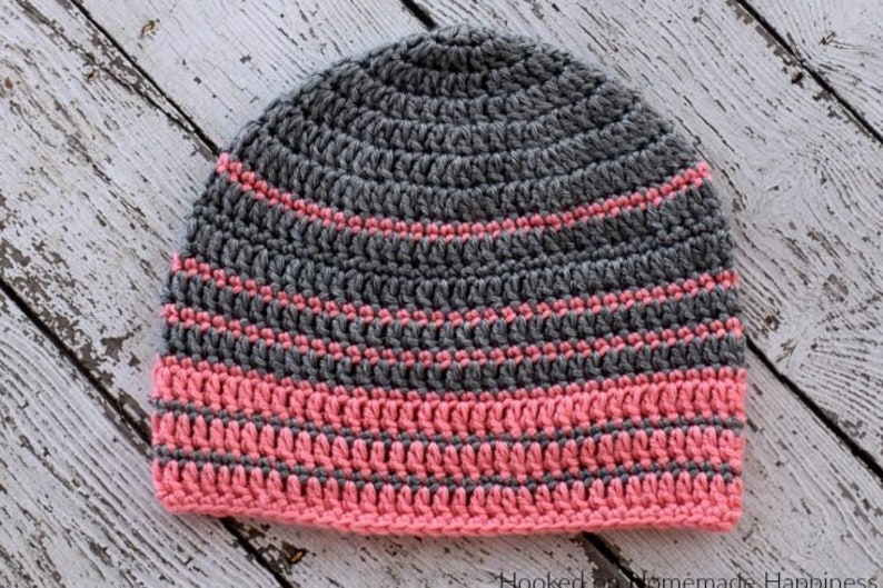 Simple Striped Crochet Beanie Pattern - Etsy