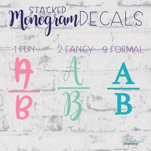 Monogram Decal••stacked Monogram••monogram Sticker••vinyl Monogram ...