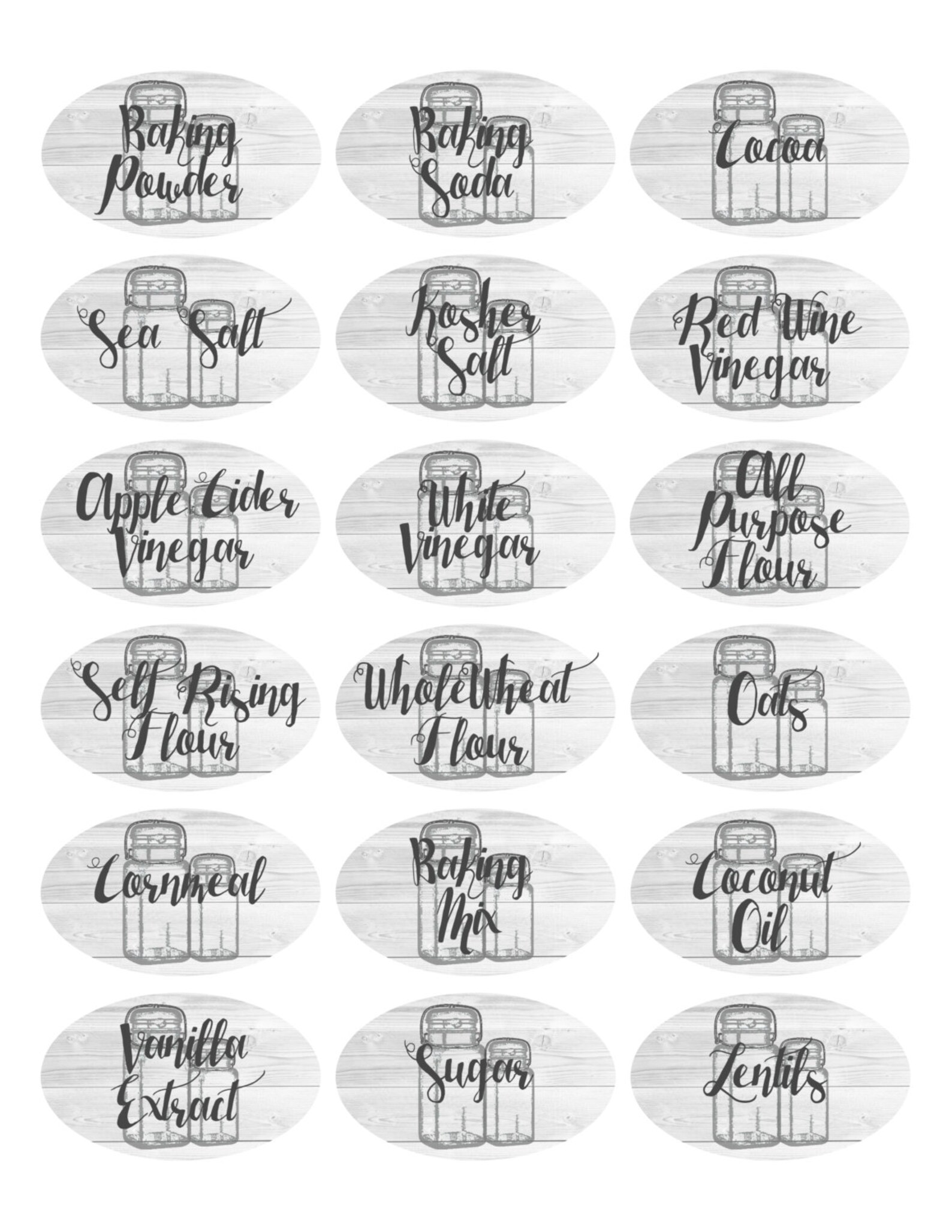 Pantry Staples Kitchen Labels--farmhouse Inspired, Shiplap and Mason ...