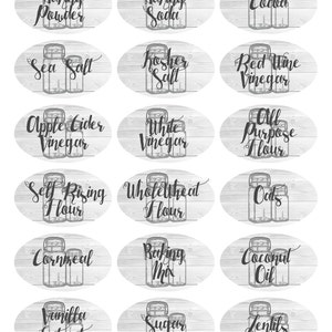 Pantry Staples Kitchen Labels--farmhouse Inspired, Shiplap and Mason ...