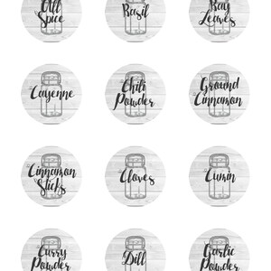 Spice Jar Kitchen Labels--farmhouse Inspired, Shiplap and Mason Jar ...