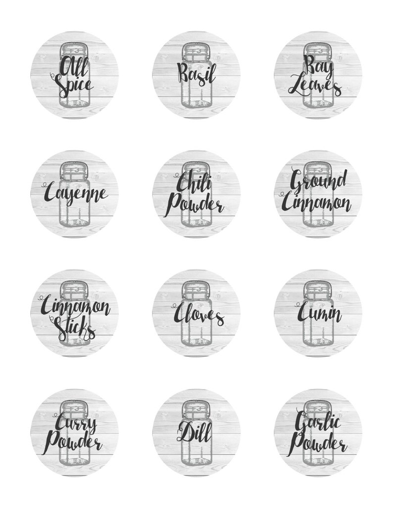 Spice Jar Kitchen Labelsfarmhouse Inspired Shiplap and | Etsy