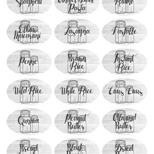 Pantry Staples Kitchen Labels--farmhouse Inspired, Shiplap and Mason ...