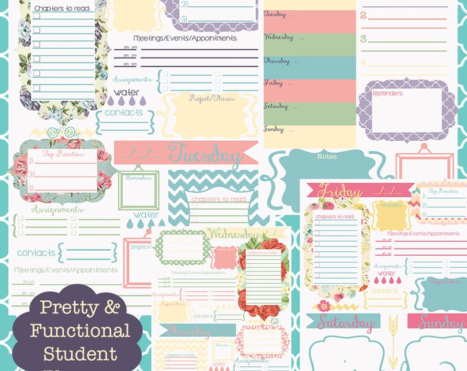 Daily Weekly Pretty and Functional Student Planner--printable Planner ...