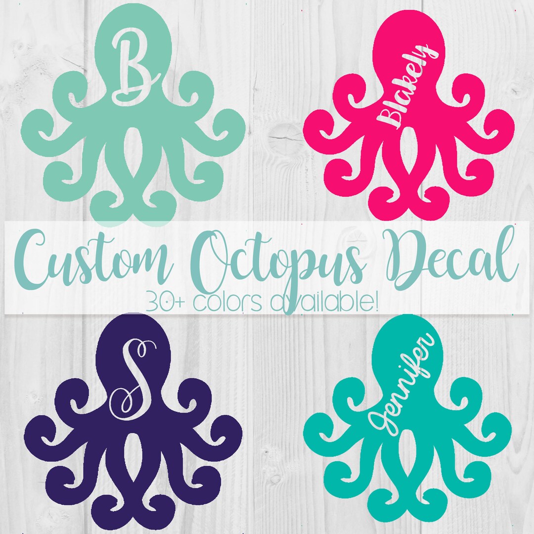 Octopus Vinyl Decal••octopus Name Sticker••vinyl Name Decal ...