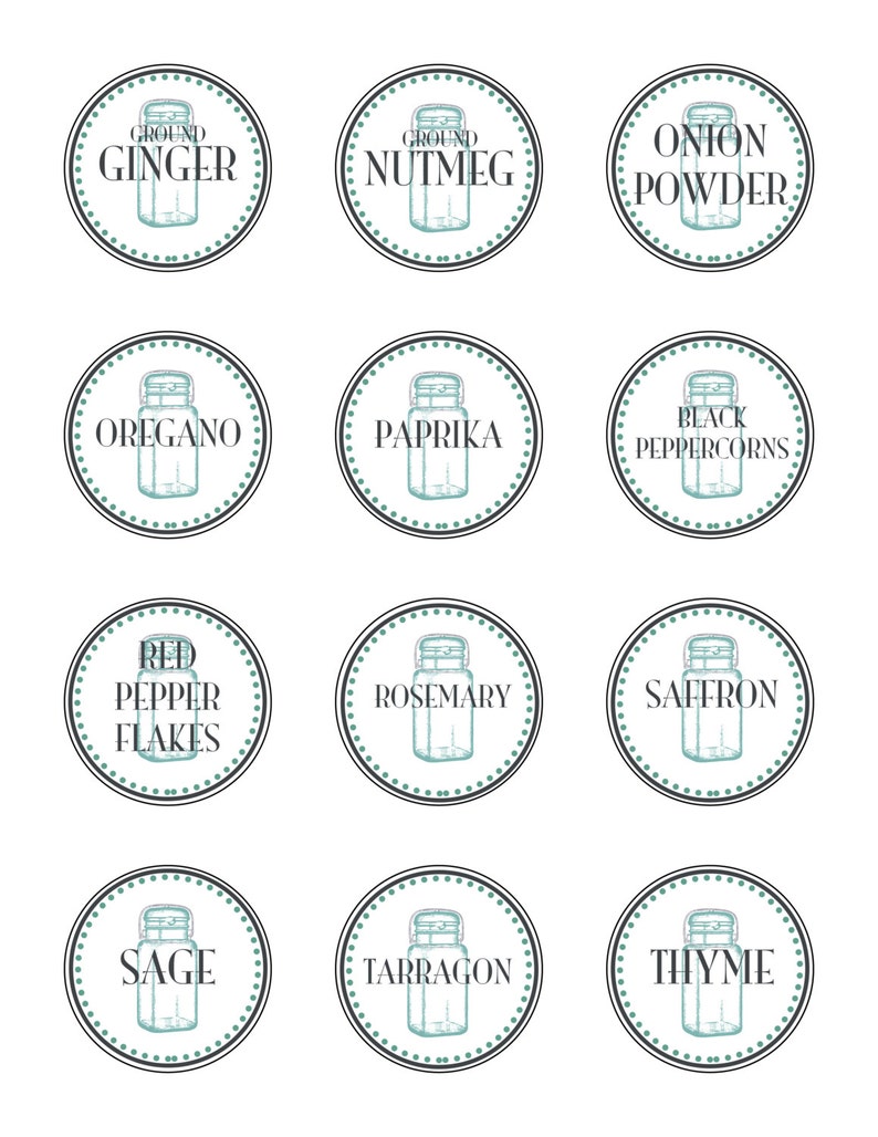 Retro Spice Jar Labelsvintage mason jar designprintable | Etsy
