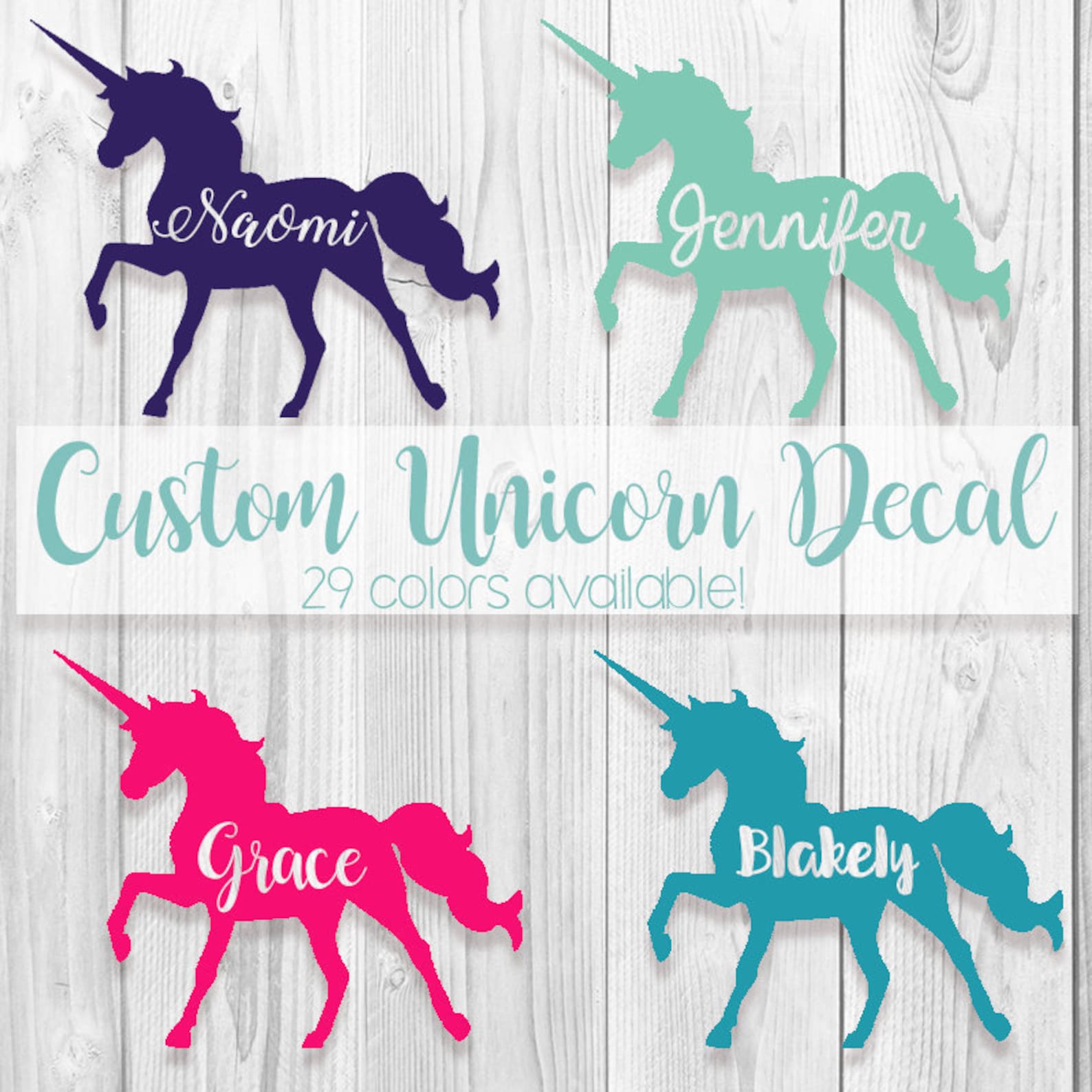 Unicorn Vinyl Decal••unicorn Name Sticker••vinyl Name Decal ...
