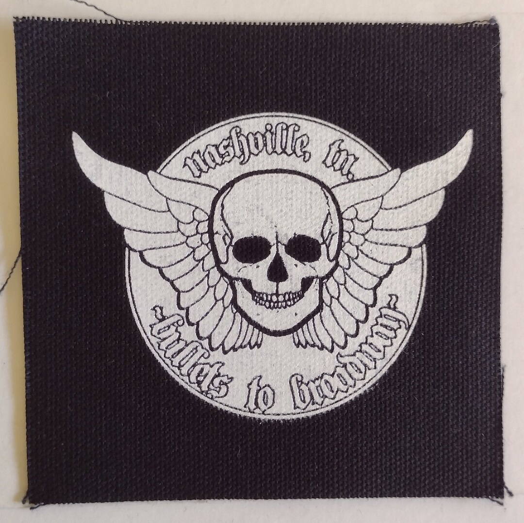 Bullets to Broadway Nashville, TN Patch Denim Skull Sew on Black Screen ...