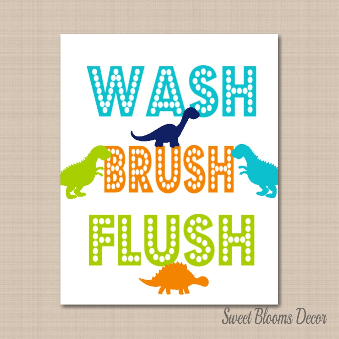 Dinosaur Bathroom Decor,dinosaur Kids Bathroom Wall Art,boy Bathroom ...