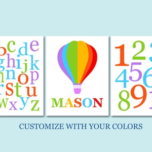 Hot Air Balloon Nursery Wall Art,alphabet Nursery Art,numbers Wall Art ...