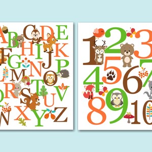 Woodland Nursery Wall Art,woodland Wall Art,woodland Alphabet Numbers ...
