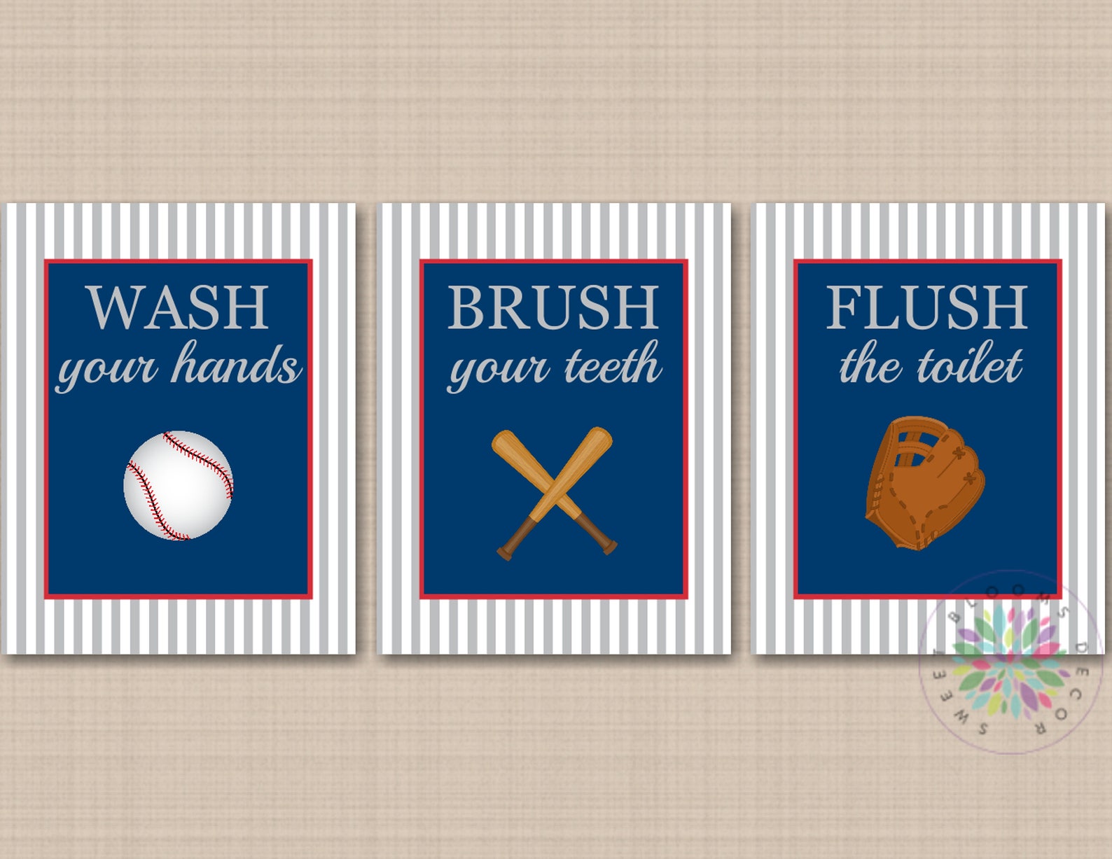 Sports Bathroom Decor Kids Baseball Bathroom Wall Art Baseball - Etsy