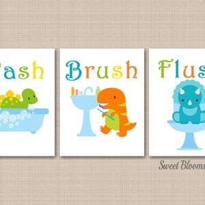 Dinosaur Bathroom Wall Art Dinosaur Bathroom Decor Kids Bathroom Decor ...