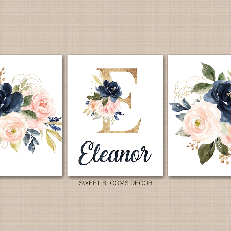 Coral Navy Wall Art - Etsy