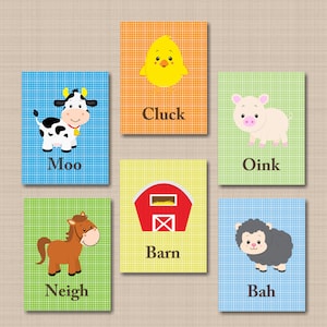 Farm Animals Nursery Wall Art,farm Animals Nursery Decor,barnyard ...