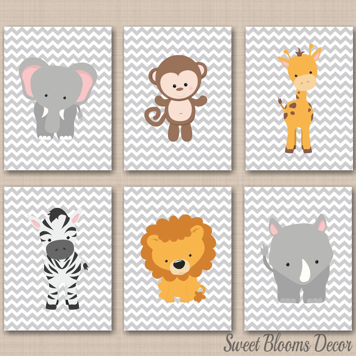 Jungle Animals Nursery Wall Art Decor Safari Nursery Wall Art - Etsy