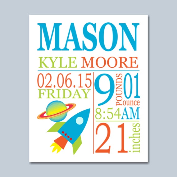 Space Birth PrintSpace Birth AnnouncementSpace Nursery | Etsy