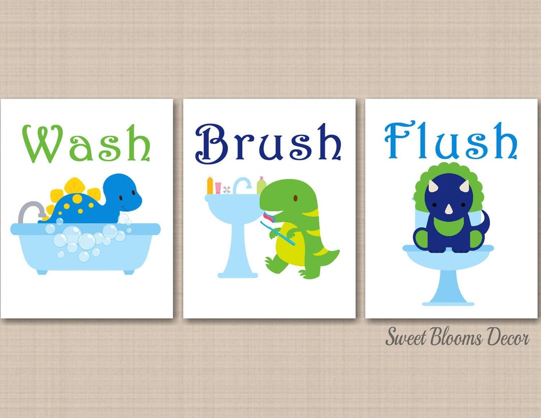 Dinosaur Bathroom Wall Art Dino Park Bathroom Dinosaur Bathroom Decor ...
