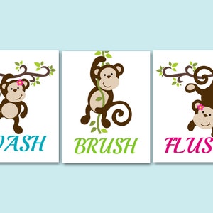Monkey Bathroom Wall Art,monkey Bathroom Wall Decor,brother Sister ...