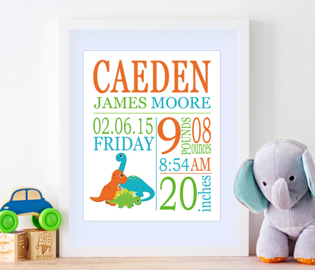 Dinosaur Nursery ,dinosaur Birth Print,dinosaur Birth Announcement ...