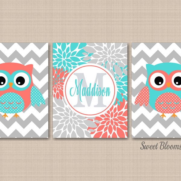 Coral Aqua Chevron - Etsy