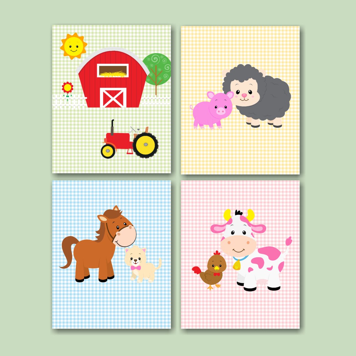 Barnyard Nursery Wall Art,farm Animals Nursery Wall Art,farm Animals ...