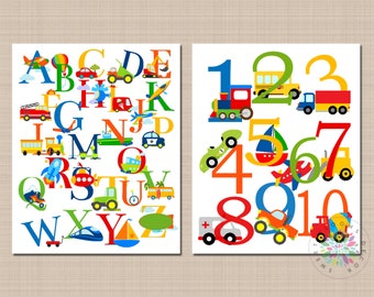 ABC Race Car Poster Download. Trucks. Colorful Race Cars With - Etsy