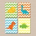 Dinosaurs Nursery Wall Art Teal Blue Green Orange Yellow - Etsy