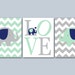 Elephants Nursery Decor Mint Green Navy Blue Gray Chevron Love | Etsy